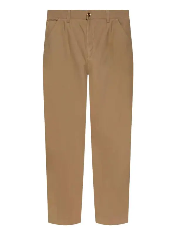 Versace Buckle-detail Cotton Trousers - Neutrals