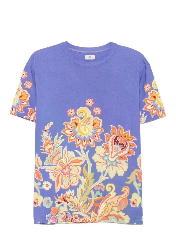 Etro Floral-print Paisley T-shirt - Blue