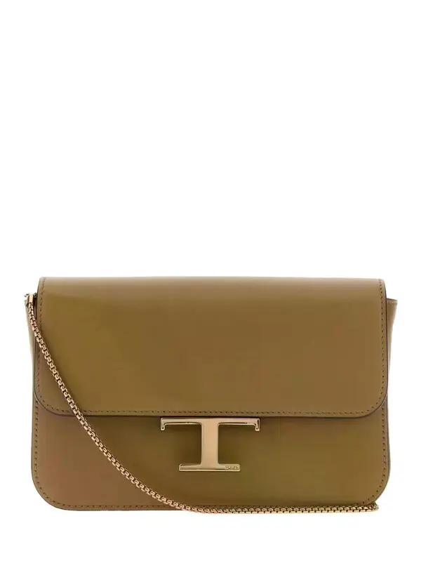 TOD'S T Logo Chain Shoulder Bag - Green