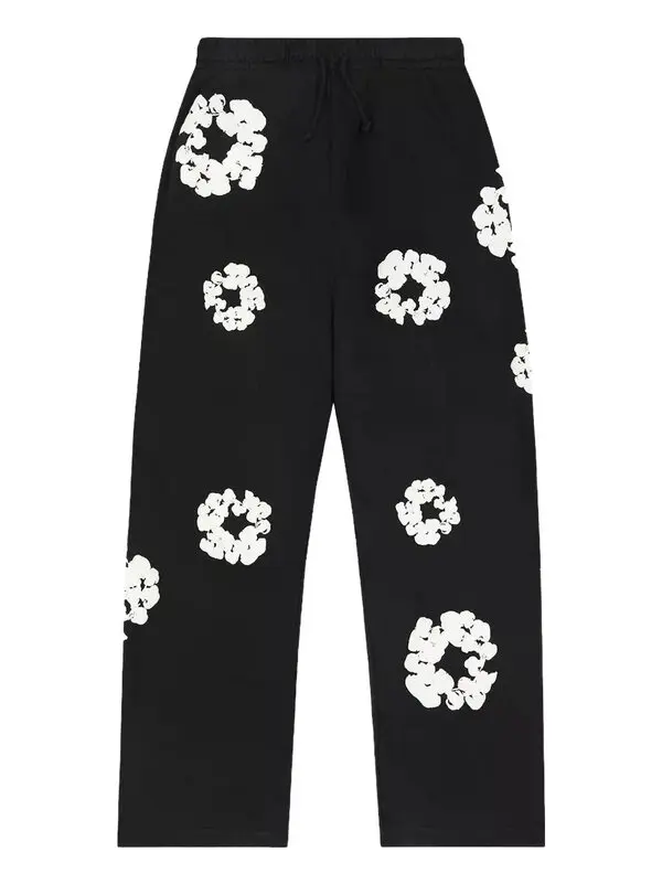 DENIM TEARS Wreath-print Track Pants - Black