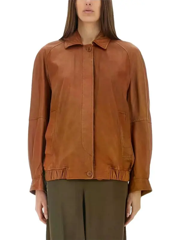 SALVATORE SANTORO Leather Bomber Jacket - Cuoio