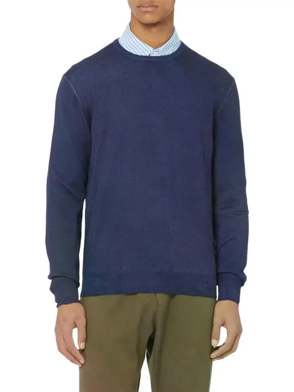 GRAN SASSO Crew-neck Cotton Sweater - Blue