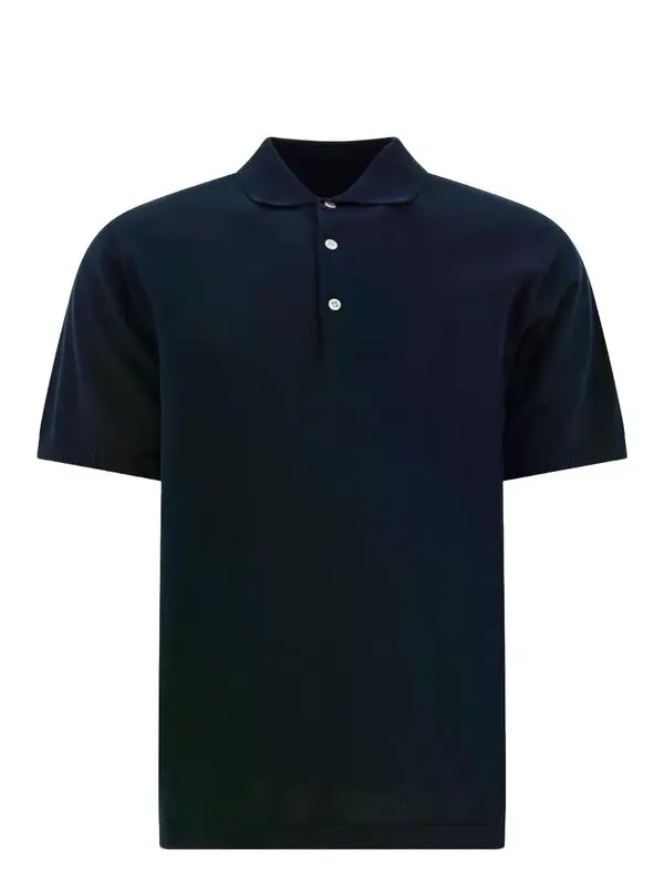 BEAMS Button-down Cotton Polo Shirt - Blue