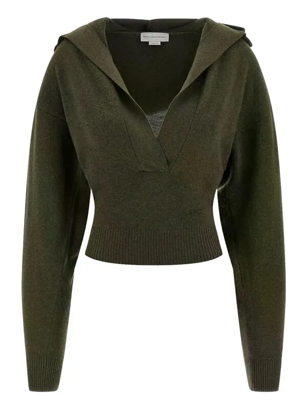 Stella McCartney Hooded V-neck Sweater - Green
