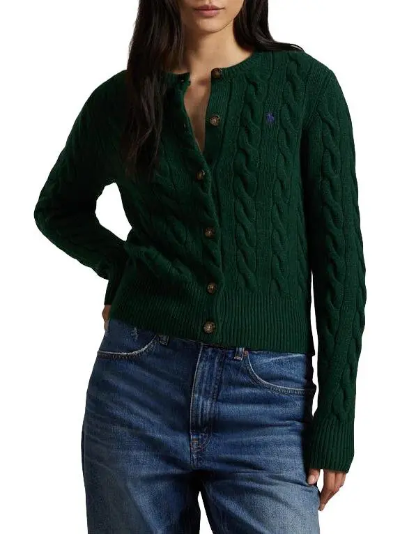 Ralph Lauren Cable Knit Wool & Cashmere Cardigan - Castleton Green