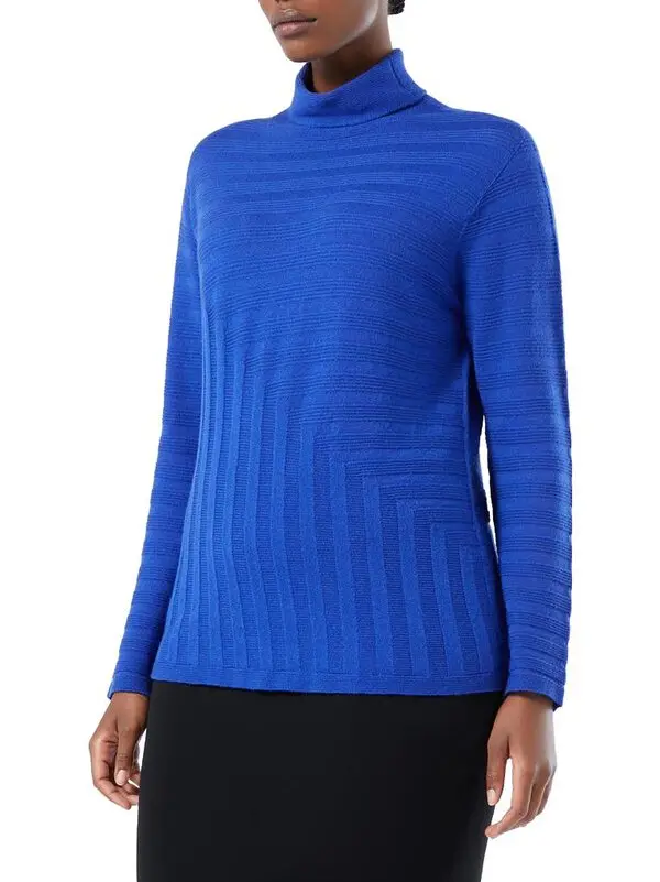 Marina Rinaldi Virgin Wool Turtleneck Sweater - Cornflower Blue