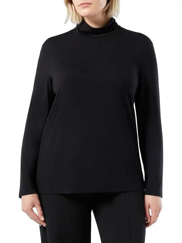 Marina Rinaldi Tirreno Turtleneck Jersey Top - Black