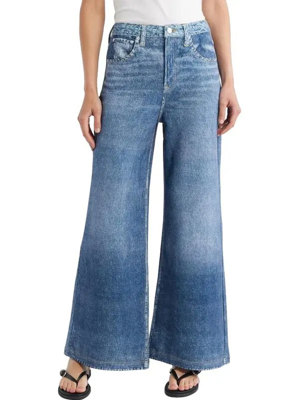 CITY BLUES Wide-leg Cotton Terry Knit Jeans - Indigo