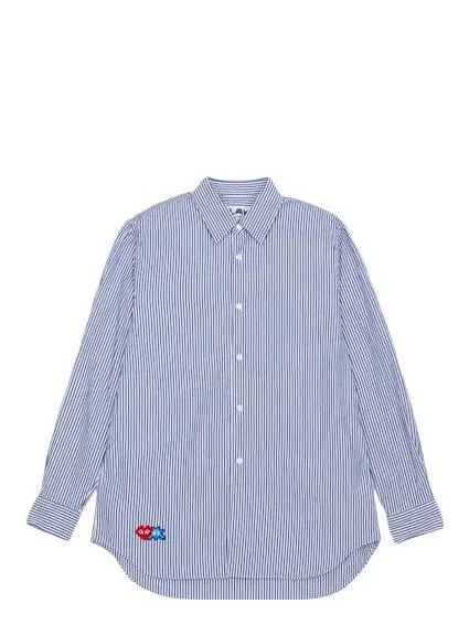 Comme Des Garçons X Invader Doublewappen Striped Shirt - Blue