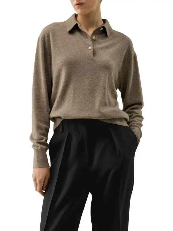 Lilysilk Baby Cashmere Long Sleeve Polo Shirt - Dolma