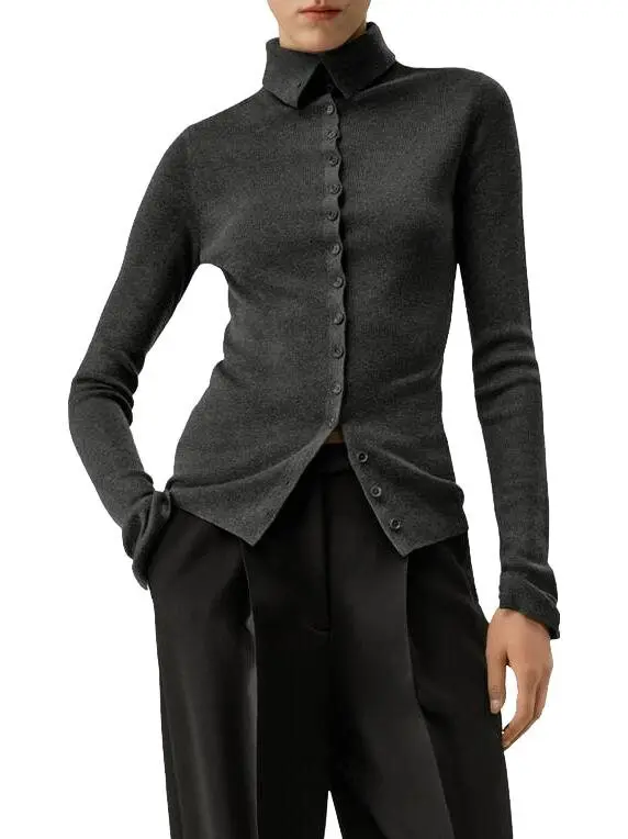 Lilysilk Slim Fit Silk Cashmere Sweater - Thunder