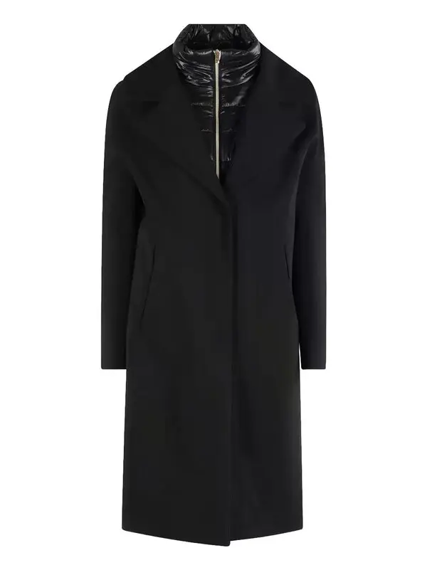 Herno Detachable-collar Single-breasted Wool Coat - Black