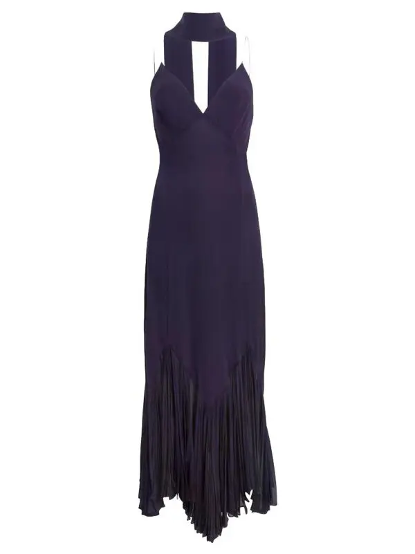 Khaite Candita Pleated V-neck Slip Midi Dress - Blue