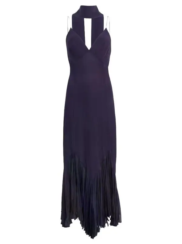 Khaite Candita Pleated V-neck Slip Midi Dress - Blue