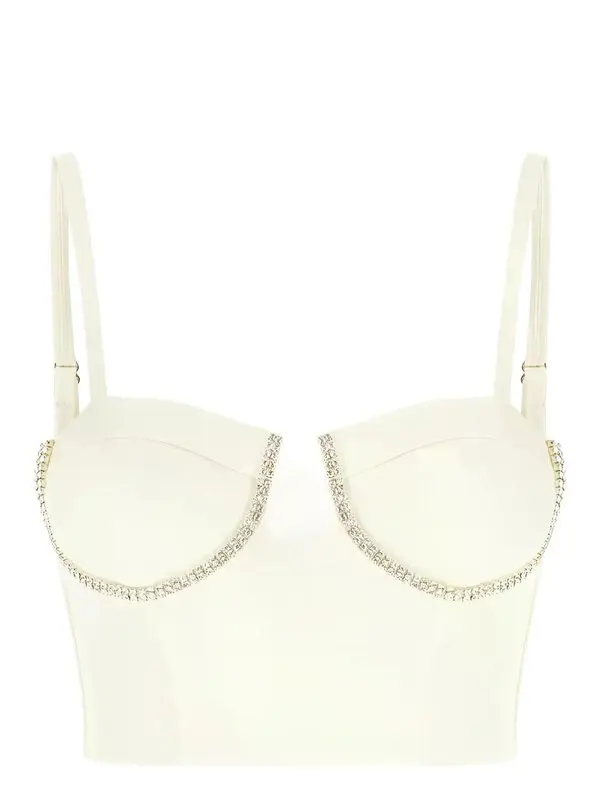 PURPLE BRAND Crystal-embellished Bustier Top - White