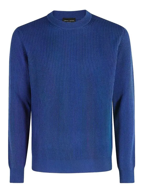ROBERTO COLLINA Ribbed Crew-neck Sweater - Blue