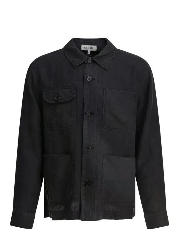ALEX MILL Multi-pocket Linen Shirt Jacket - Black
