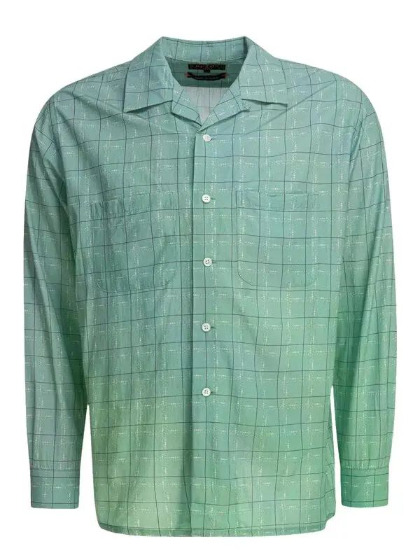 BEAMS Revere-collar Grid-pattern Shirt - Blue