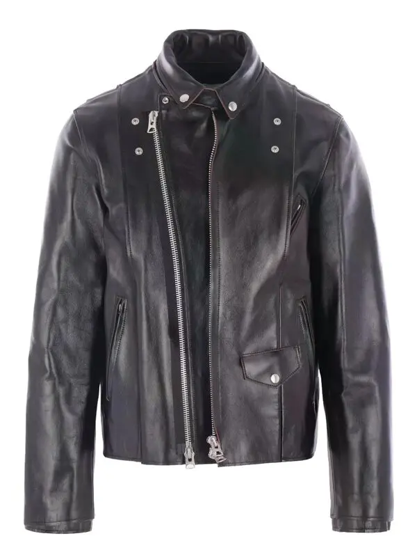 Sacai Snap-fastening Leather Jacket - Black