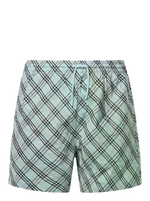 Burberry Checked Swim Shorts - Blue