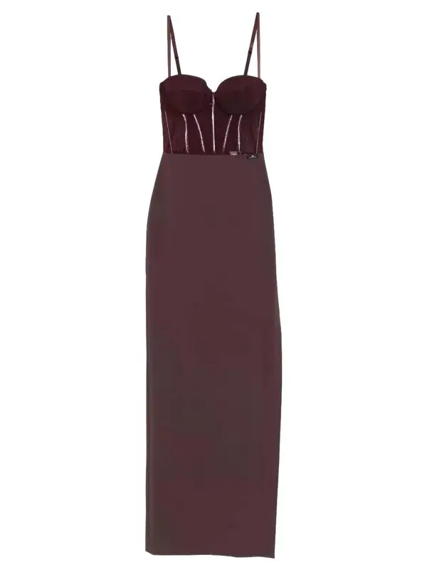 Elisabetta Franchi Embellished Corset Maxi Dress - Red