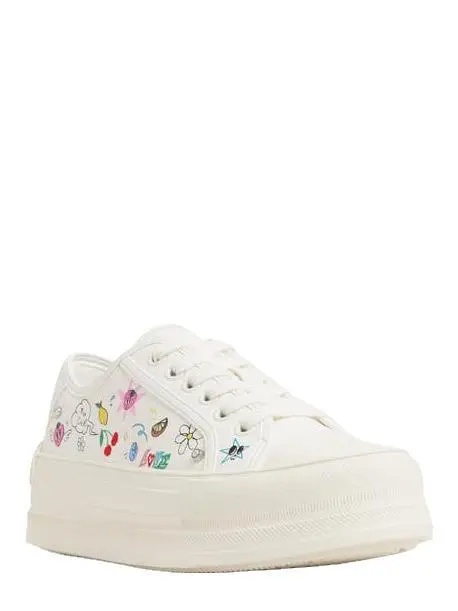 Aldo Reyes Embroidered Platform Sneakers - White/multi
