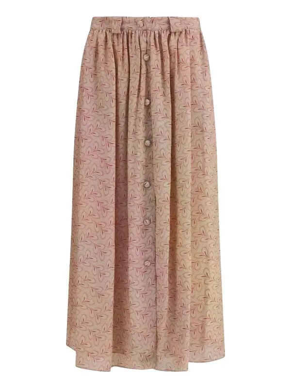 KRISTINA TI Foliage-print Midi Skirt - Pink