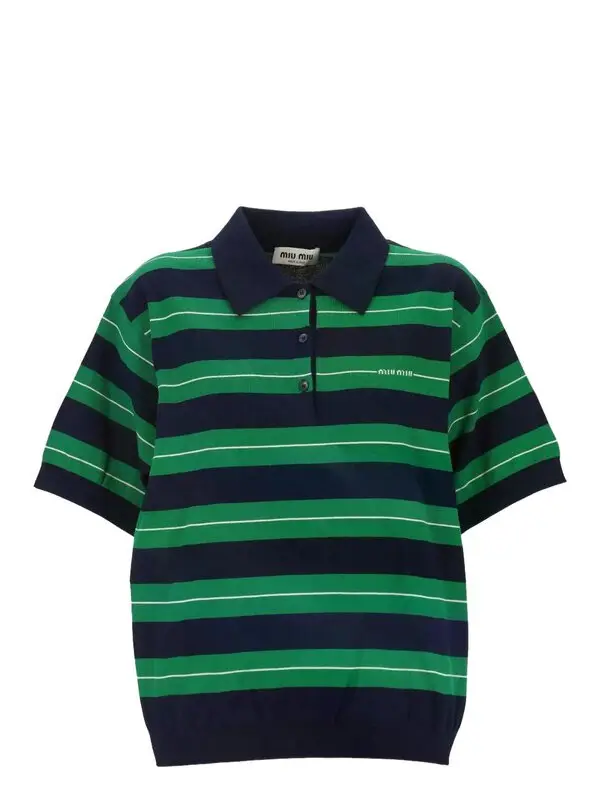 Miu Miu Striped Polo Shirt - Blue
