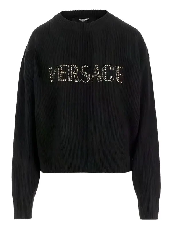 Versace Ribbed Embellished Sweater - Black
