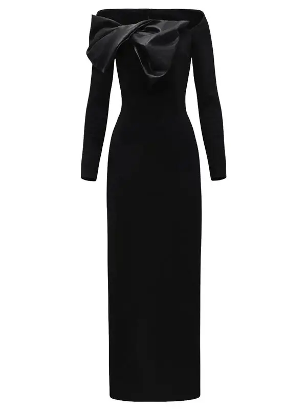 LIKA Bow-embellished Off-the-shoulder Dress - Black