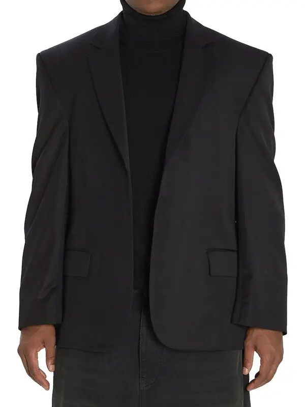 Balenciaga Tailored Jacket In Twill And Jersey - Black