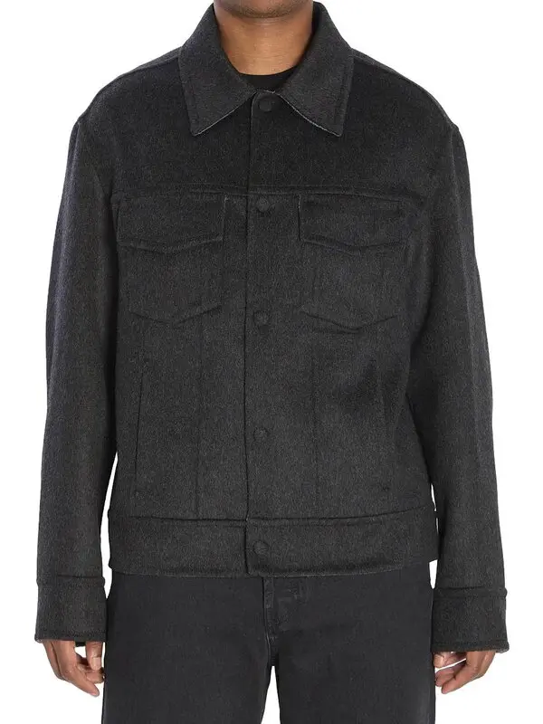 Ami Trucker Jacket In Wool - Grey