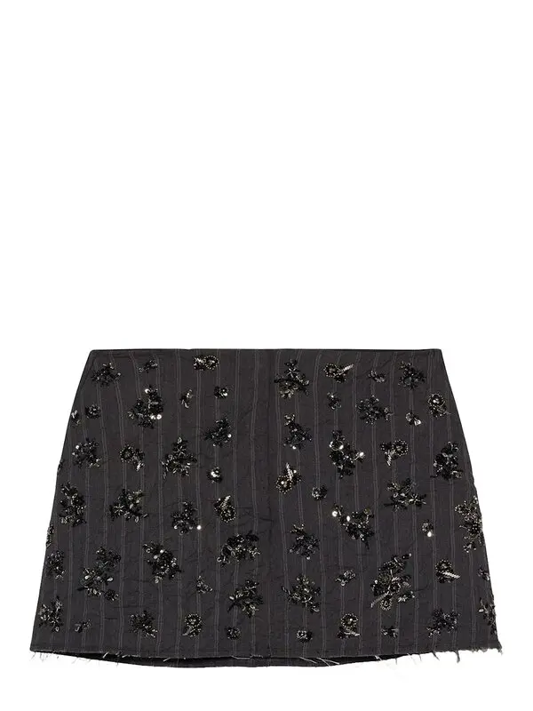 Simkhai Blaire Sequined Mini Skirt - Charcoal Stripe