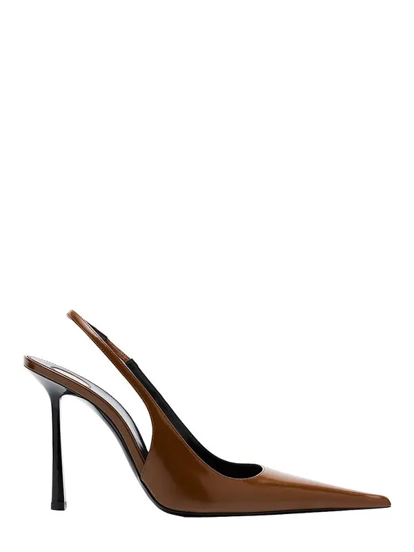 Saint Laurent Vendome Leather Slingback Pumps - Soil Brown