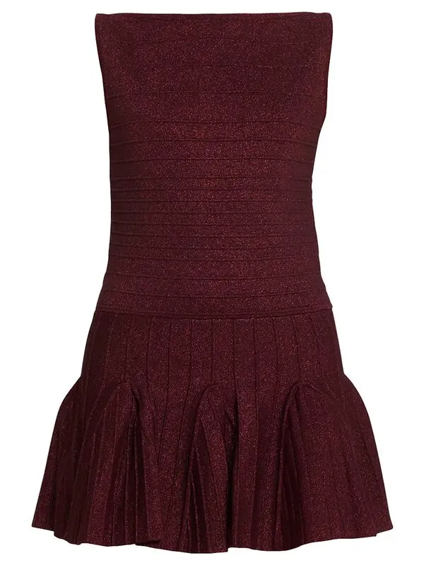 Retrofete Audrina Metallic Knit Mini Dress - Maroon