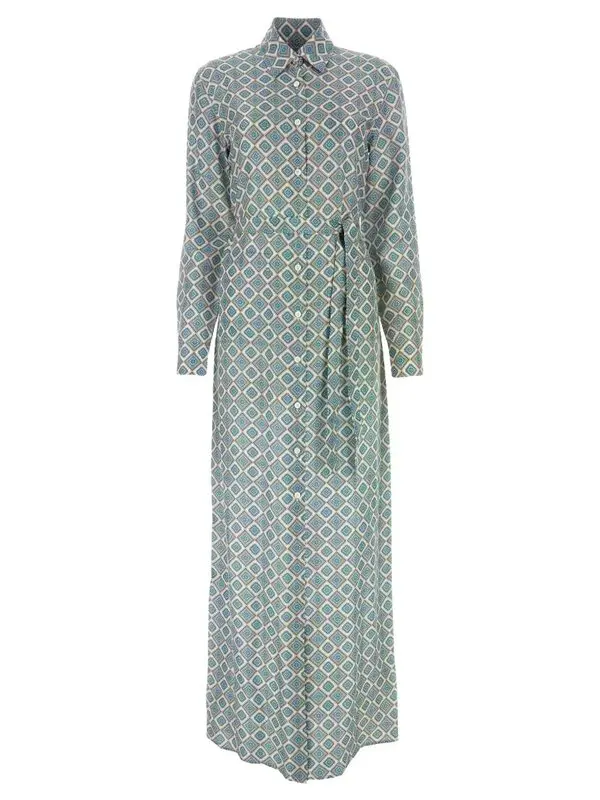 Prada Geometric-print Shirt Dress - Blue