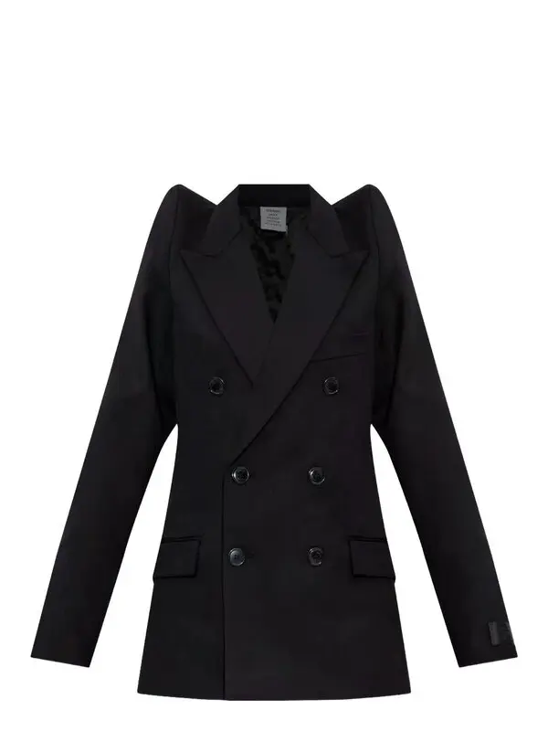 Vetements Padded-shoulder Double-breasted Jacket - Black