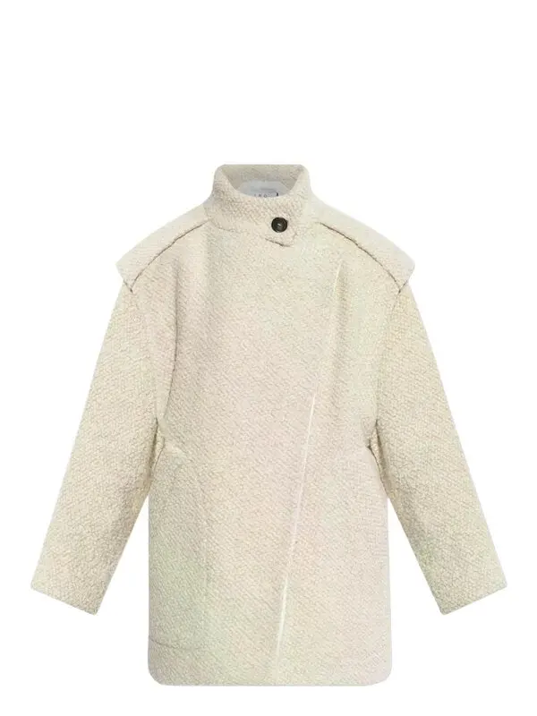IRO PARIS Wool-blend Oversized Coat With Asymmetric Closure - Neutrals
