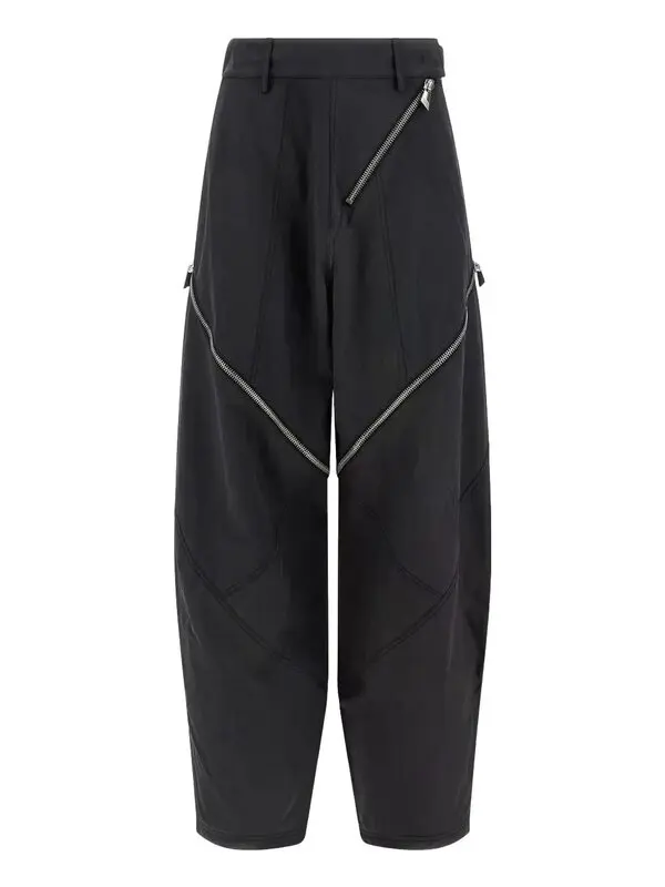 Attico Tapered Trousers With Zip Details - Black