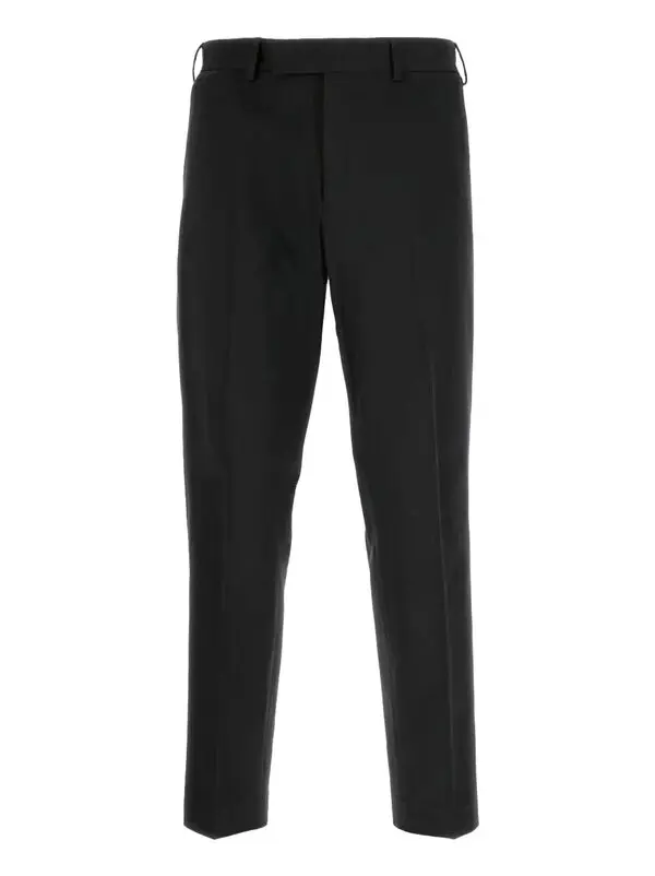 PT TORINO Cotton Straight Leg Trousers - Black
