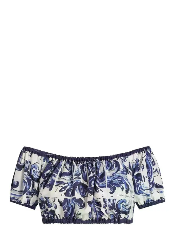 Dolce & Gabbana Majolica-print Cotton Top - Blue