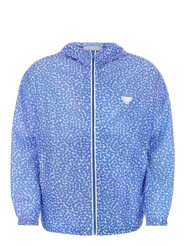 Prada Printed Hooded Windbreaker - Blue