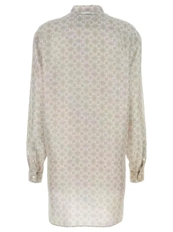 Prada Printed Silk Shirt Dress - Neutrals