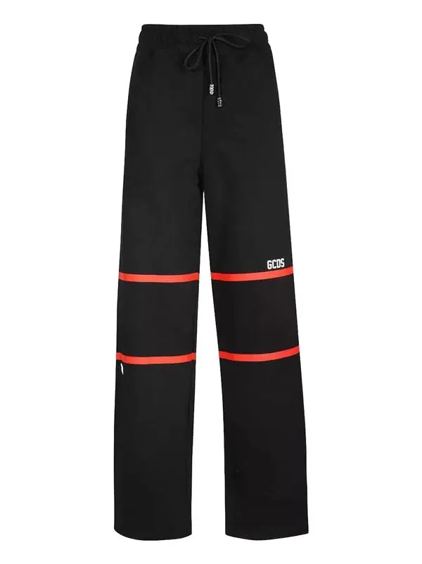 Gcds Logo-stripe Drawstring Trousers - Black