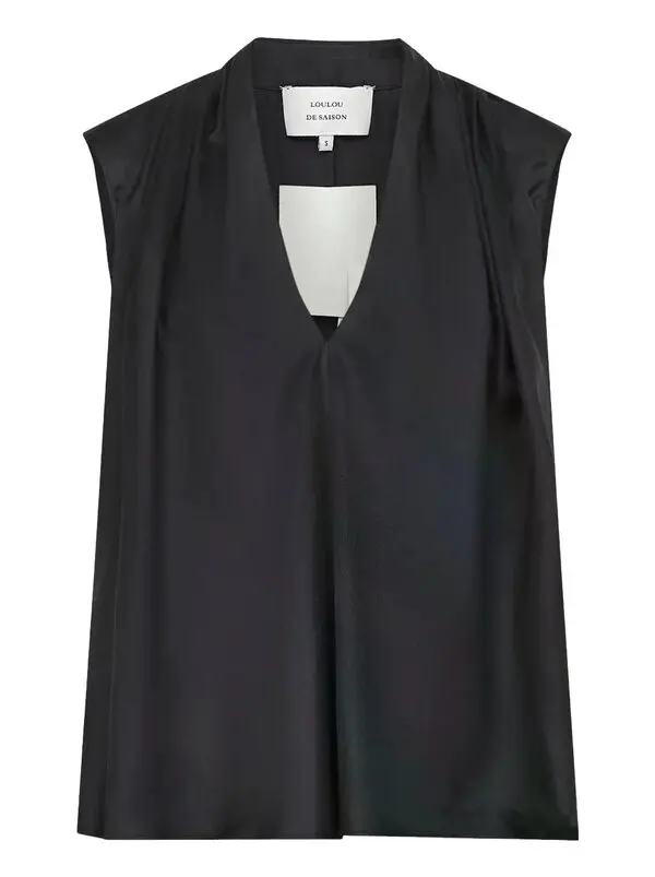 Loulou De Saison Sade V-neck Sleeveless Top - Black