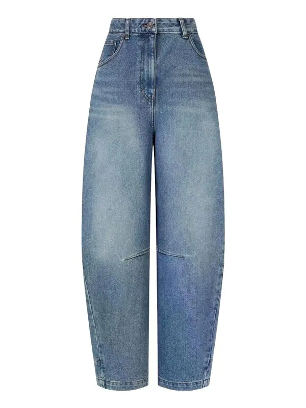 STUDIO TOMBOY Adjustable Back Tapered Jeans - Blue