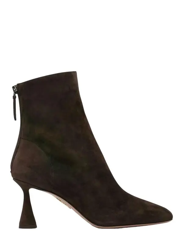 AQUAZZURA 75mm Amore Suede Ankle Boots - Brown