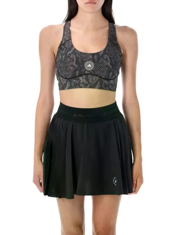 Adidas By Stella McCartney Snake-print Racer-back Top - Grey
