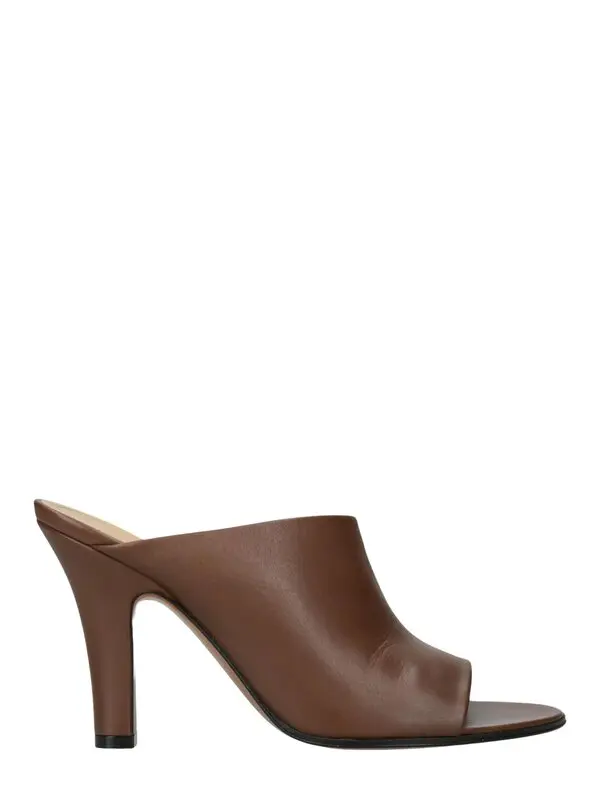 THE ROW Signum Leather Heeled Mules - Brown