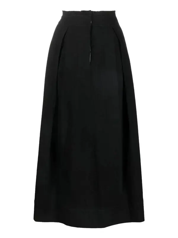 UMA WANG Raw-edge Pleated Long Skirt - Black
